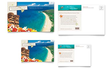 Hawaii Travel Vacation Postcard Template Design