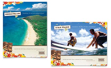 Hawaii Travel Vacation Postcard Template Design
